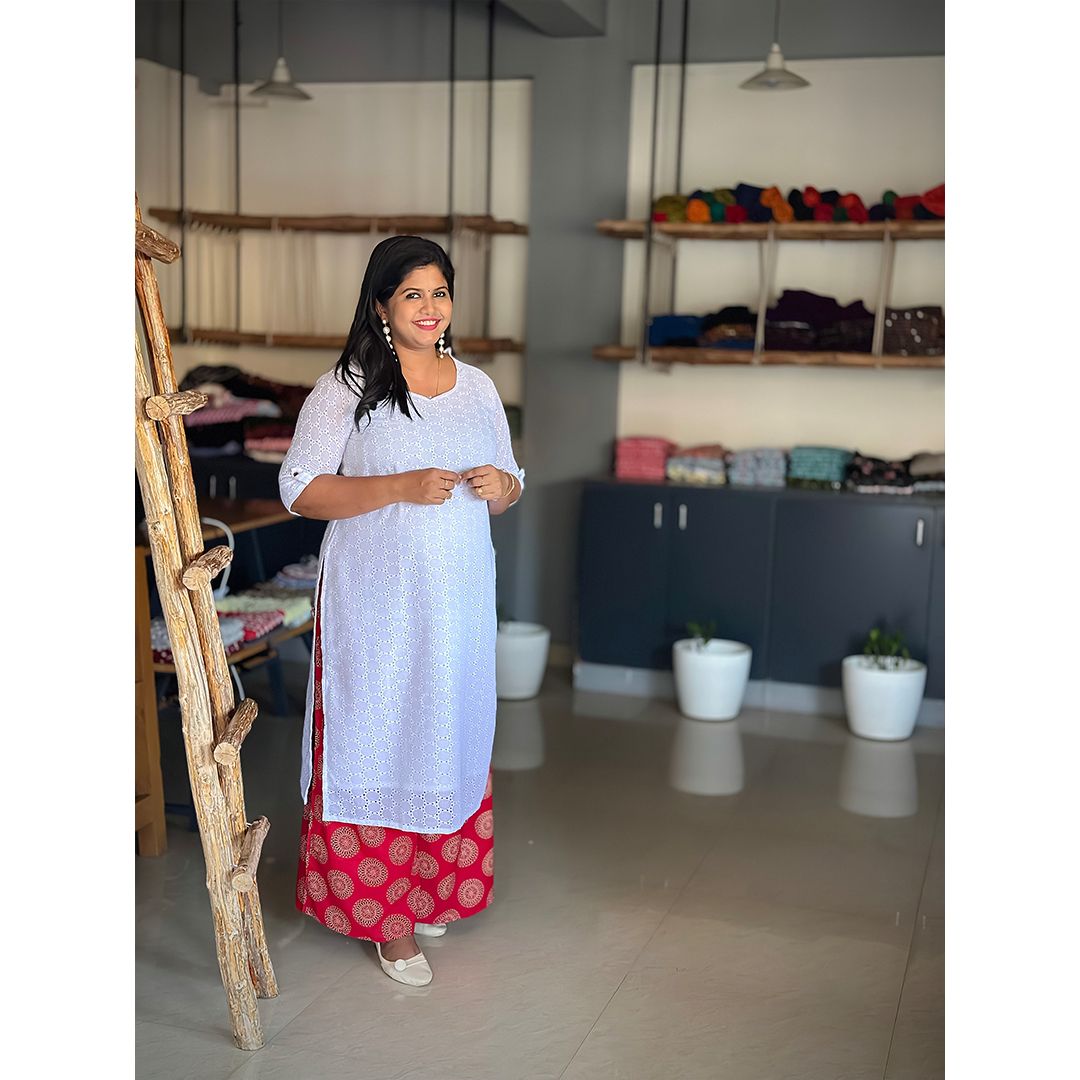 Premium Pure Hakoba Western Cotton TOP - stiched with lining - Off White