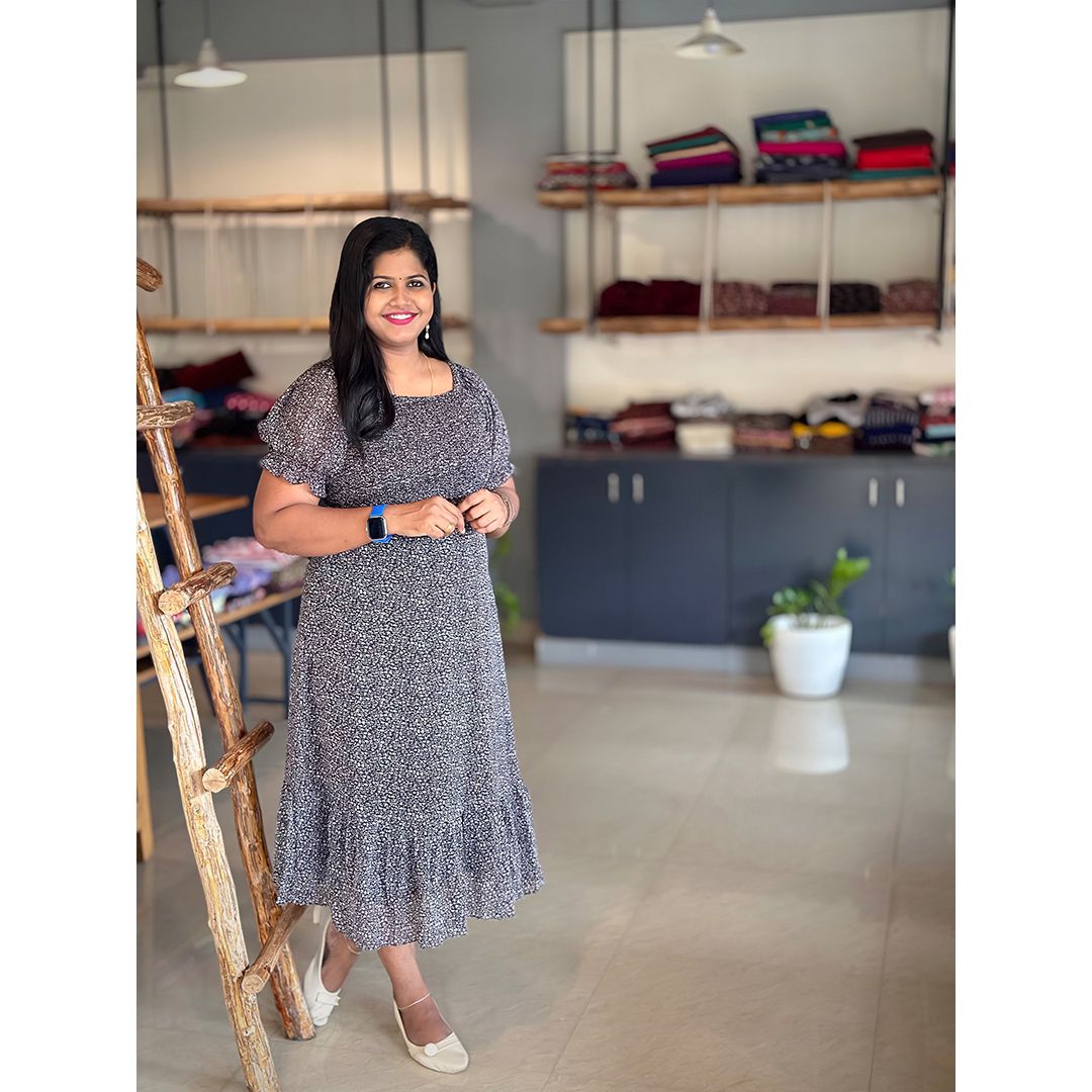 Smocked Design Square Neck -western Frock -00bl